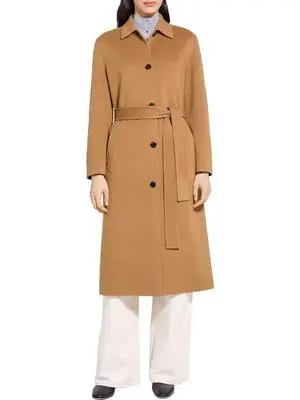 Theory Tie Waist Wool & Cashmere Coat Wood