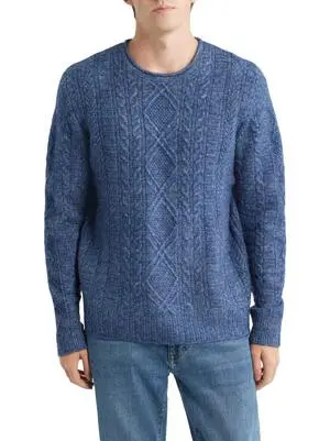 SCHOTT Tri-Blend Fisherman Sweater Navy