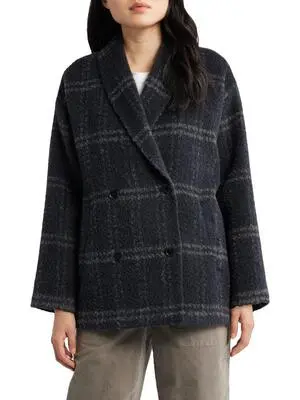Eileen Fisher Shawl Collar Alpaca & Wool Blend Coat - Charcoal