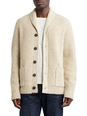SCHOTT Donegal Tweed Wool Blend Cardigan - Off White