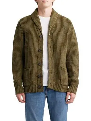 SCHOTT Donegal Tweed Wool Blend Cardigan - Olive