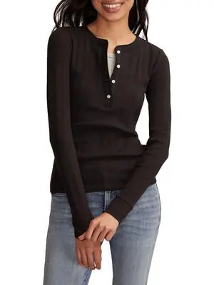 Lucky Brand Ribbed Henley - Caviar