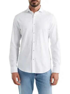 Stone Rose Nova Legacy Solid Stretch Cotton Blend Button-up Shirt - White