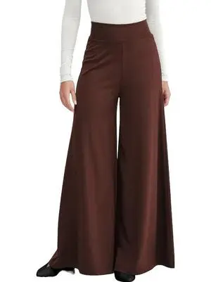 MARCELLA Georgia High-waist Wide-leg Ponte Knit Pants - Brown