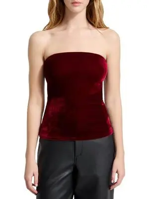 MARCELLA Gavin Strapless Velvet Top - Crimson