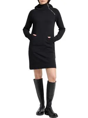 MARCELLA Tompkins Long Sleeve Hoodie Dress - Black