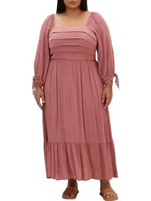 City Chic Ally Clip Dot Maxi Dress - Pink