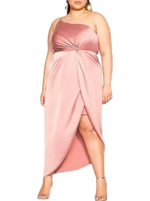 City Chic One-shoulder Maxi Dress - Blush