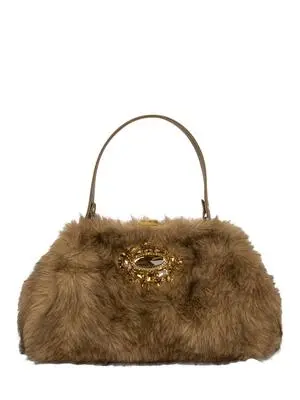 Jeffrey Campbell Gabor Faux Fur Satchel Handbag - Tan Combo
