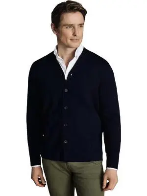CHARLES TYRWHITT Merino Button-Up Cardigan Navy