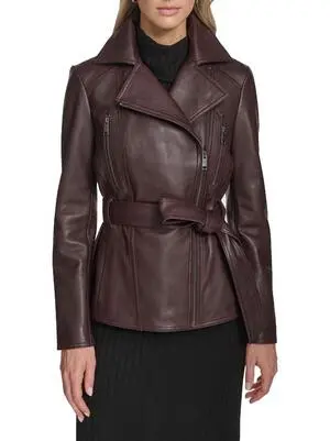 Andrew Marc Violet Leather Trench Jacket - Port