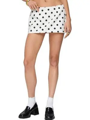 EDIKTED Polka Dot Low Rise Mini Skort - White-and-black