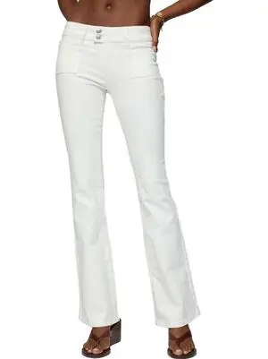 EDIKTED Mattea Patch Pocket Low-rise Flare Jeans - White