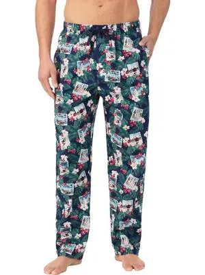 Tommy Bahama Woven Cotton Drawstring Pajama Pants - Navy Novel