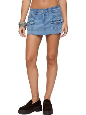 EDIKTED Cargo Denim Mini Skort - Light-blue