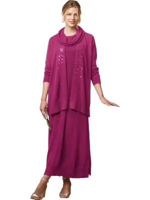 JESSICA LONDON 2-piece Sweater Dress Set - Raspberry
