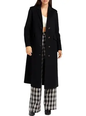 BELLE & BLOOM Wool-blend Coat With Notched Lapels - Black