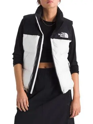 The North Face 1996 Retro Nuptse Water-resistant Down Puffer Vest - White Dune/black Recycled