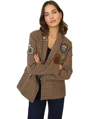 Central Park West Raven Patch Blazer - Brown