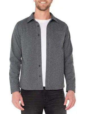 LIVERPOOL Herringbone Knit Button-up Shirt - Grey Multi
