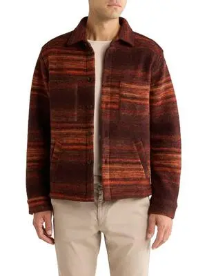 PERCIVAL Mississippi Jacquard Boiled Wool Blend Overshirt - Brown Multi