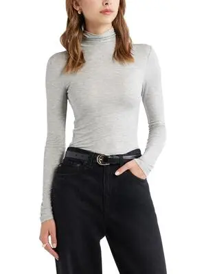 OPEN EDIT Knit Turtleneck Medium Grey Heather