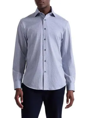 Bugatchi Devon Ooohcotton® Geo Print Button-up Shirt - Air Blue