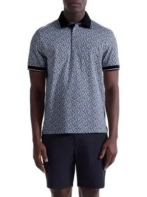 Bugatchi Vance Ooohcotton® Geo Print Polo - Zinc