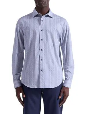 Bugatchi James Ooohcotton® Mosaic Print Button-up Shirt - Sand