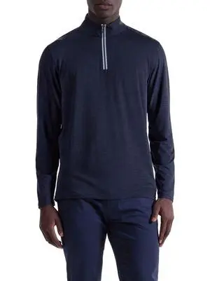 Bugatchi Quarter-zip Pullover With Sun Protection - Navy