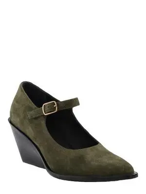 Seychelles Sparks Ankle Strap Wedge Pump - Olive