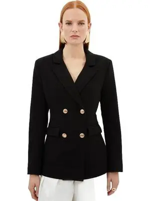 Karen Millen Tailored Double Breasted Blazer Black