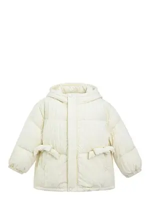 MIMI TUTU Bow Quilted Puffer Jacket - Cream