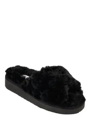 Minnetonka Teddy Faux Fur Slippers - Black