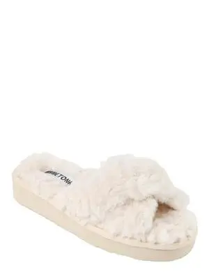 Minnetonka Teddy Faux Fur Slippers - Cream