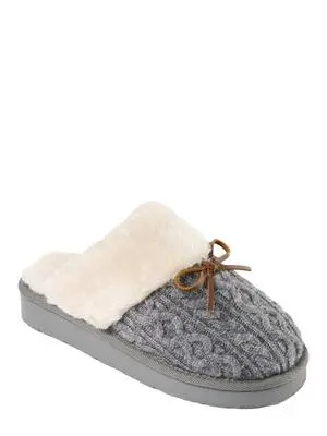 Minnetonka Flurry Faux Fur Trim Scuff Slipper - Grey