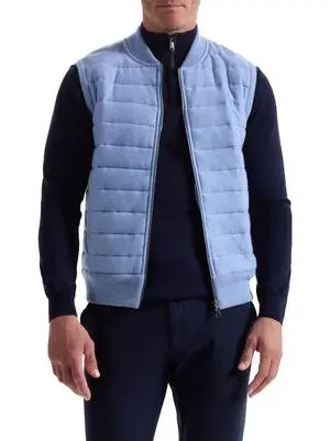 Bugatchi Quilted Cotton Zip Sweater Vest - Air Blue