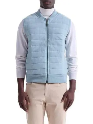 Bugatchi Quilted Cotton Zip Sweater Vest - Seafoam