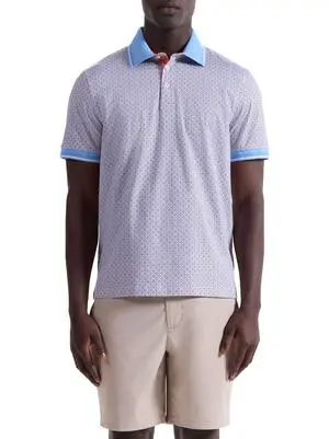 Bugatchi Vance Ooohcotton® Geo Print Polo - Coral