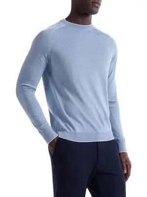 Bugatchi Lightweight Merino Wool-Blend Crewneck Sweater Air Blue