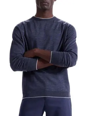 Bugatchi Lightweight Merino Wool-Blend Crewneck Sweater Navy