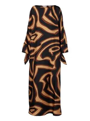 Emilio Pucci Labirinto Silk Satin Kaftan - Brown