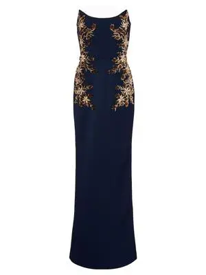 Rebecca Vallance Orla Embellished Crêpe Bustier Gown - Blue