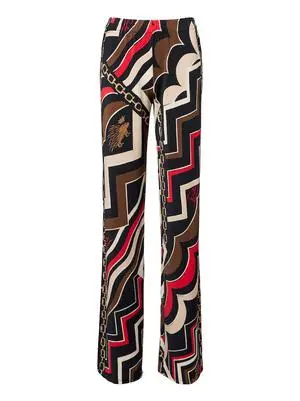 Emilio Pucci Printed Jersey Satin Straight Pants - Multicoloured