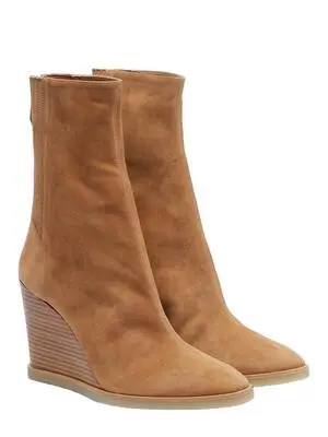 AQUAZZURA Saint Honoré 85 Suede Wedge Ankle Boots