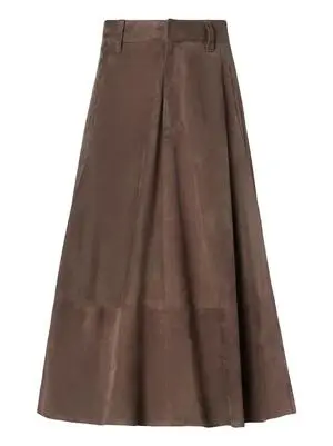 Brunello Cucinelli Suede Midi Skirt - Brown