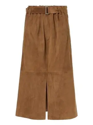 Brunello Cucinelli Suede Midi Skirt - Brown
