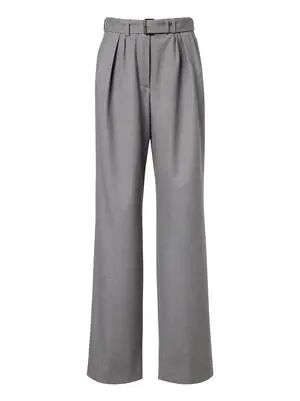 Dries Van Noten Belted Wool-blend Wide-leg Pants - Grey