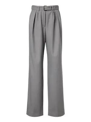 Dries Van Noten Belted Wool-blend Wide-leg Pants - Grey