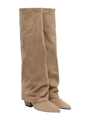 Paris Texas Jane 60 Suede Knee-high Boots - Beige